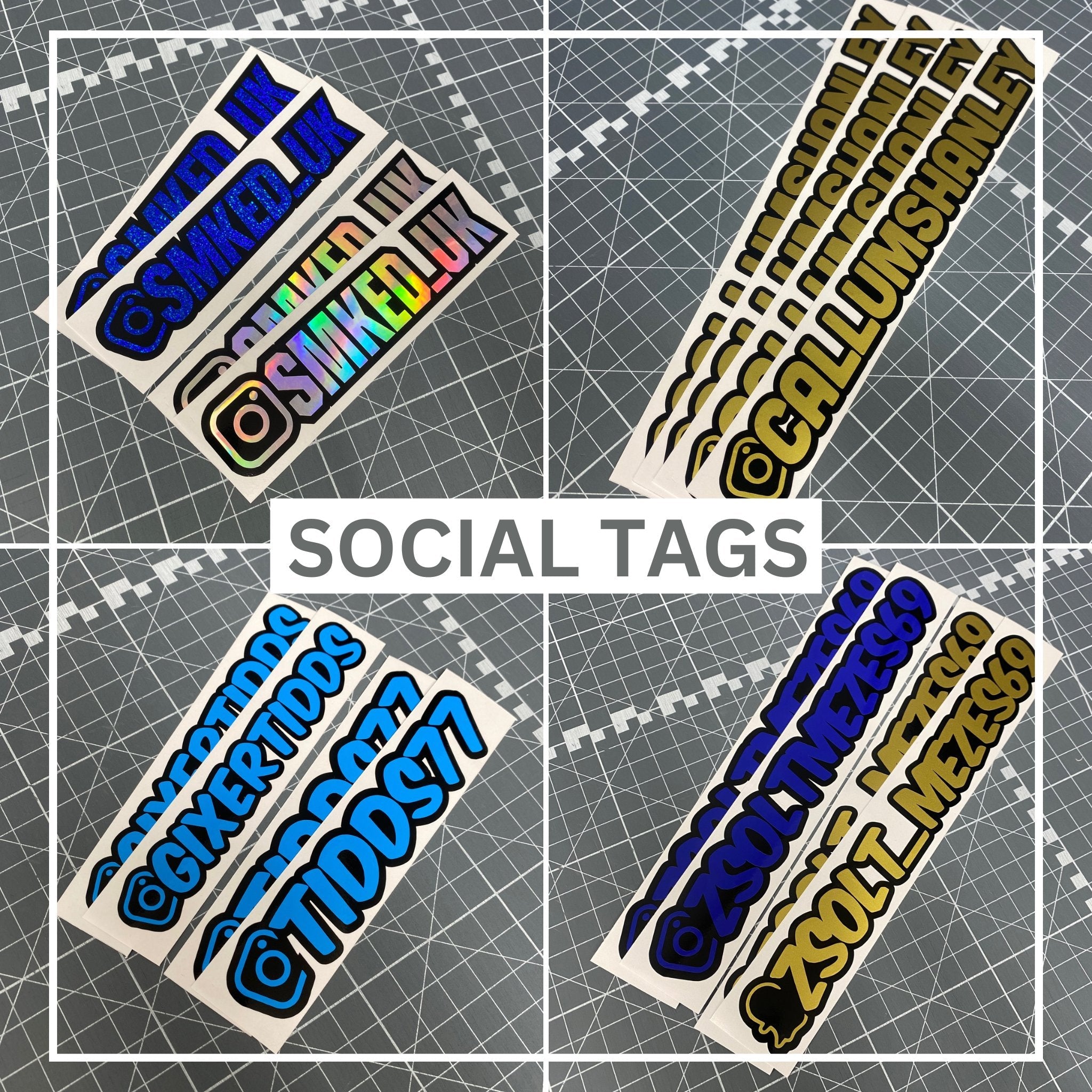 Shop Custom Social Tag Stickers | UK Vinyl Car Stickers | Blum Decals ...