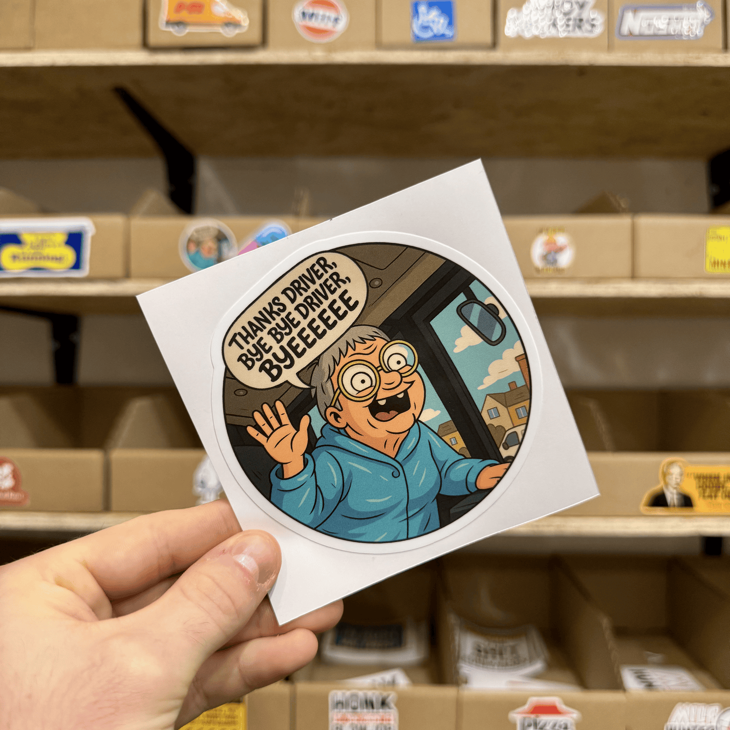 “Bye Bye Driver” Sticker – Viral UK Meme Vinyl Decal – Blum Decals Limited